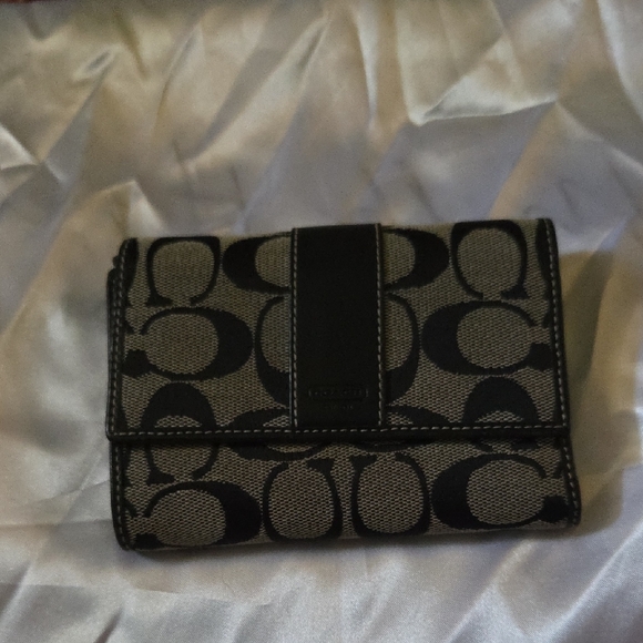 Coach | Bags | Coach Black And Gray Signature Wallet | Poshmark